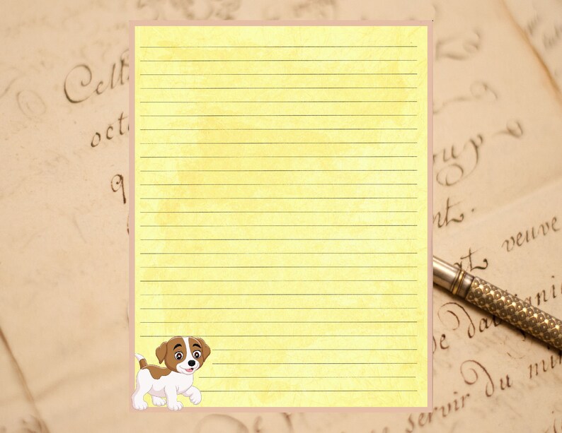 Cute Puppy Fine Lined Stationery 8.5" X 11" 25 Sheets and 10 Color ...