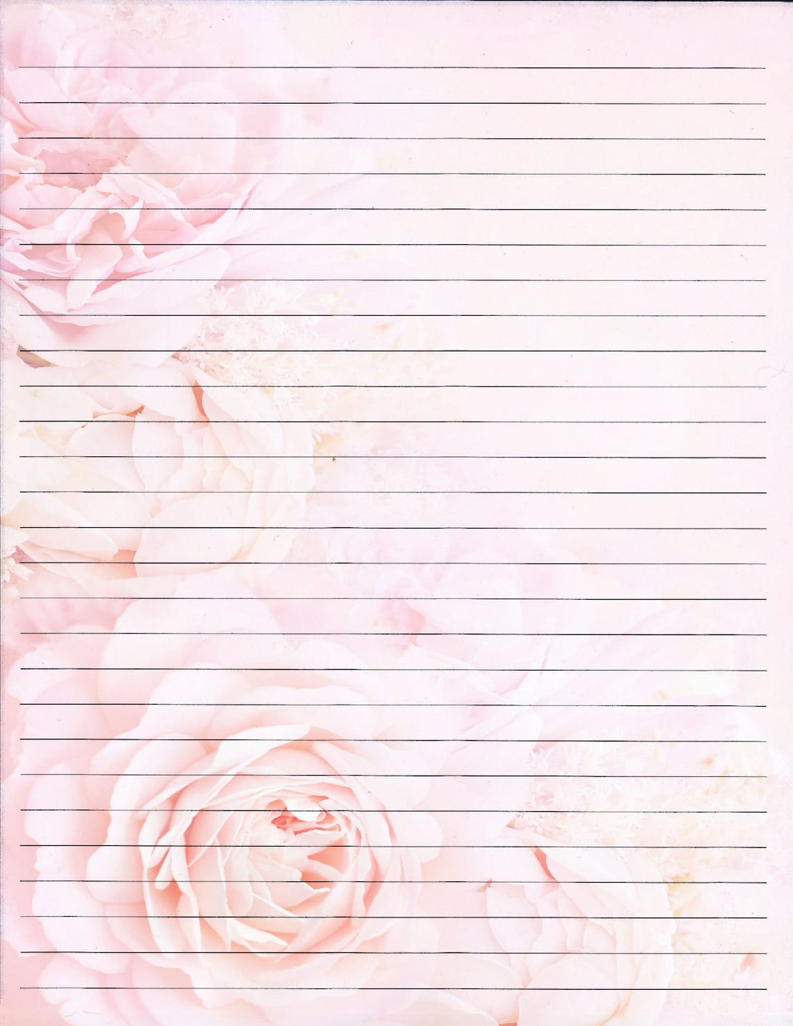 Pink Floral Background Writing Paper 8.5x11 With | Etsy