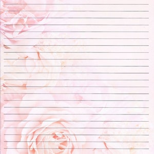 Pink Floral Background Writing Paper 8.5"x11" With 25 Sheets and 10 ...