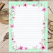 Green and Pink Floral Border Lined Stationery 8.5"x11" 25 Sheets & 10 ...