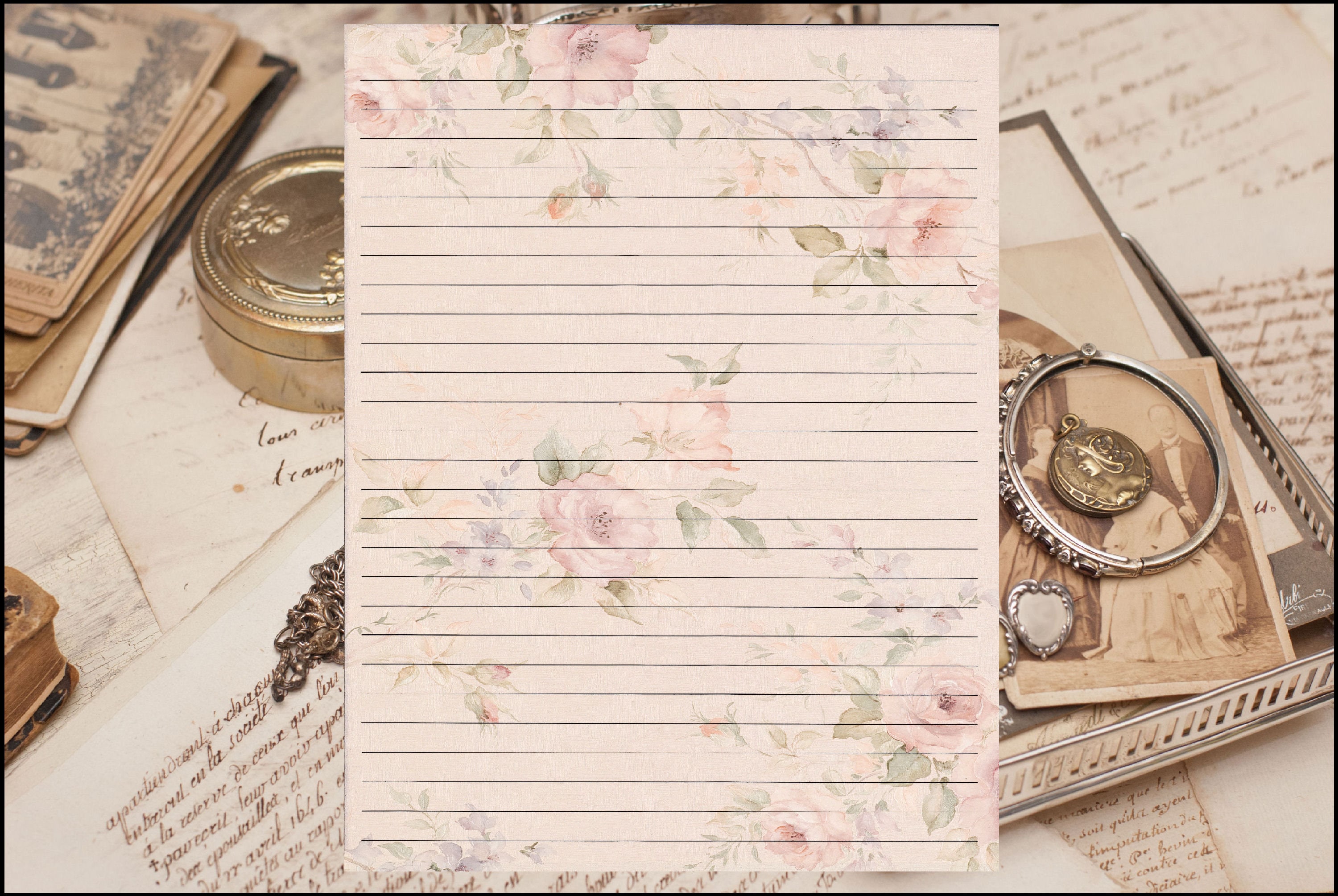 Pink Floral Background Lined Writing Paper 8.5x11 - Etsy