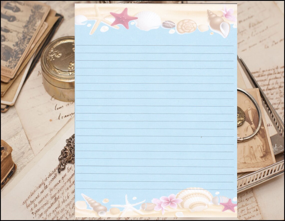 Seashore Inspired Lined Stationery 8.5 X 11 25 - Etsy