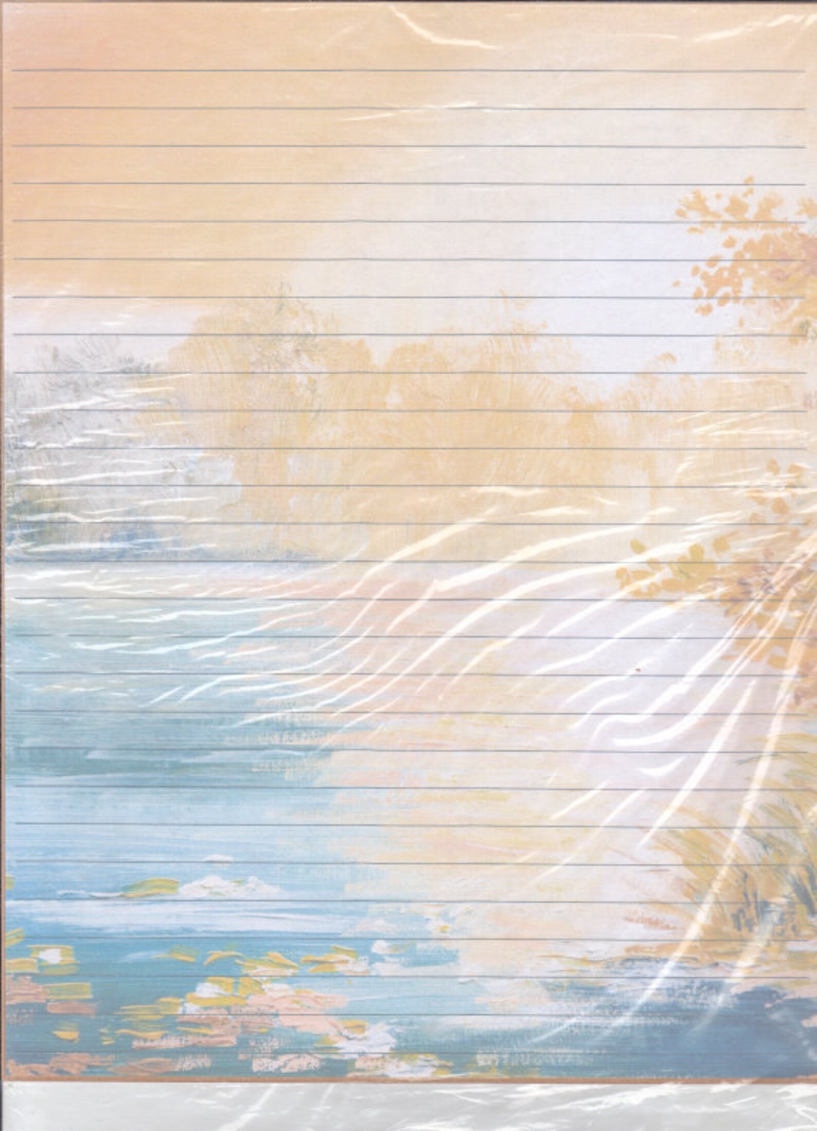 Sunset on A Pond Lined Stationery 8.5" X 11" 25 Sheets and 10 Color Co ...