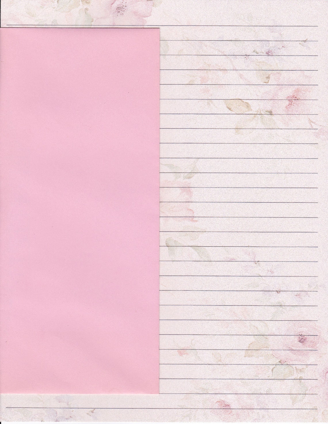 Pink Floral Background Lined Writing Paper 8.5x11 | Etsy
