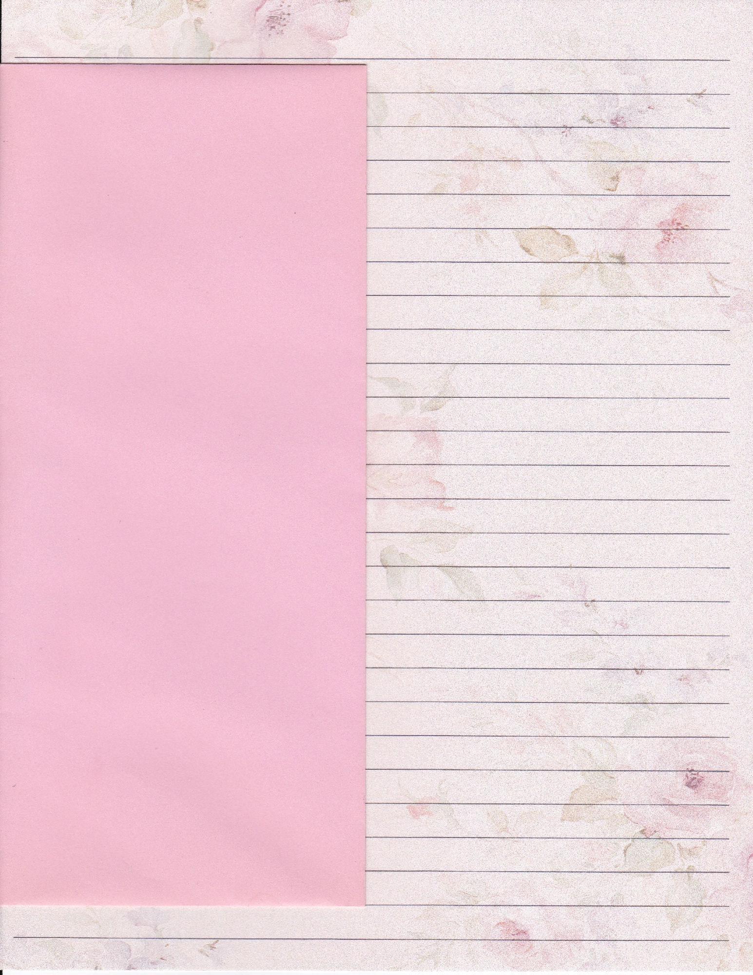 Pink Floral Background Lined Writing Paper 8.5x11 | Etsy