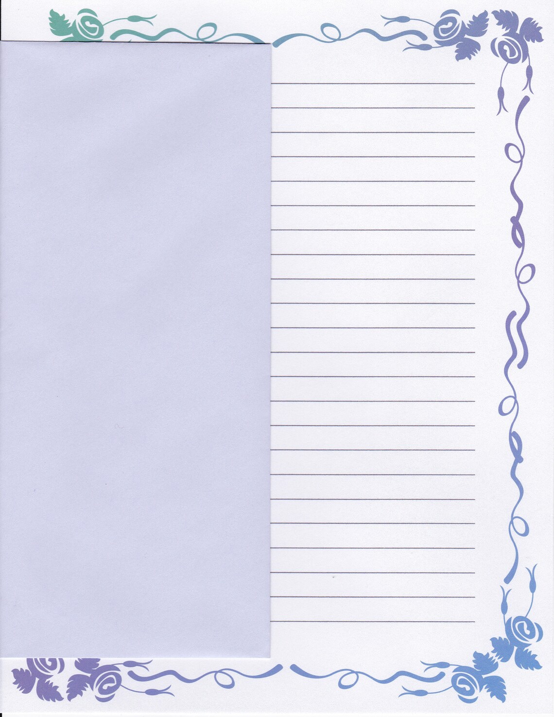 Multi-colored Border Fine Lined Stationery 8.5 X | Etsy