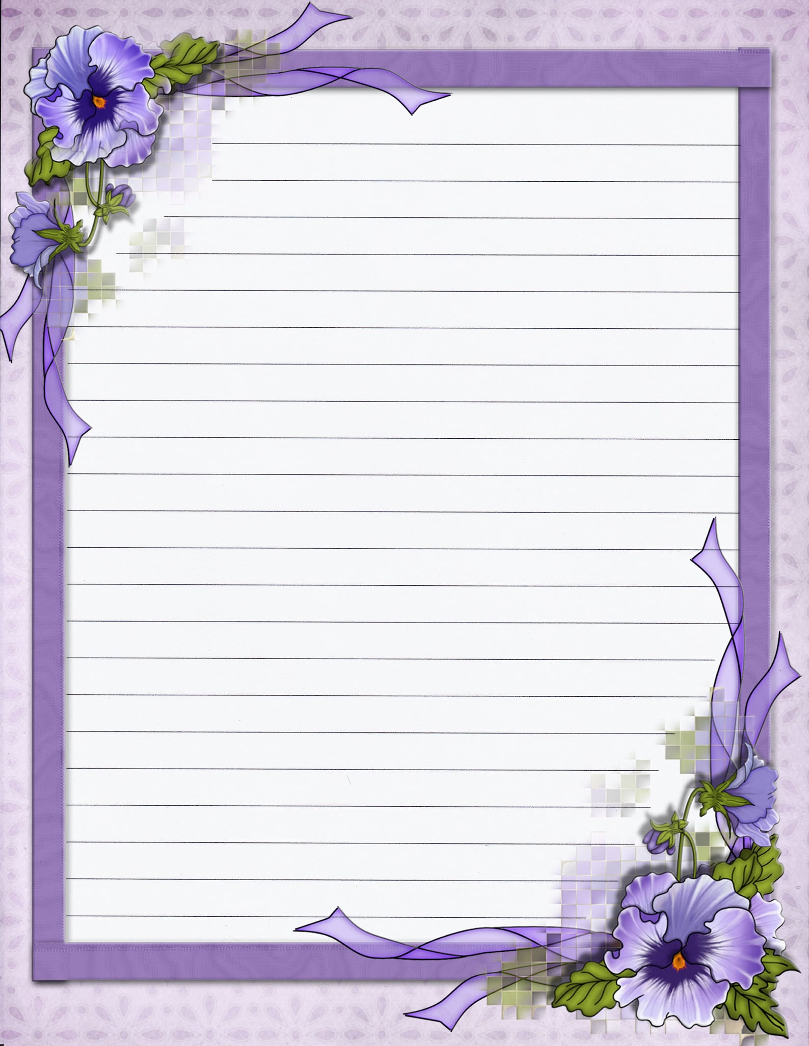 Violet Fine Lined Stationery 8.5" X 11" 25 Sheets and 10 Color Co ...