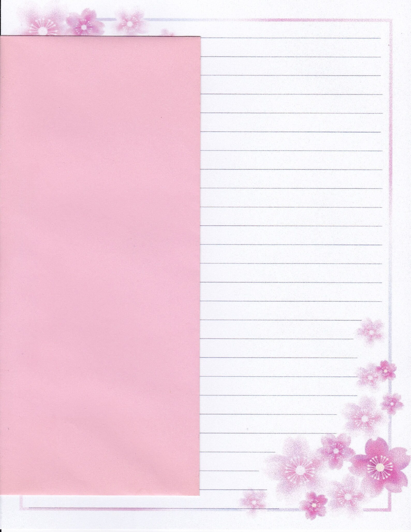Pink Floral Border Lined Stationery 8.5x11 25 | Etsy