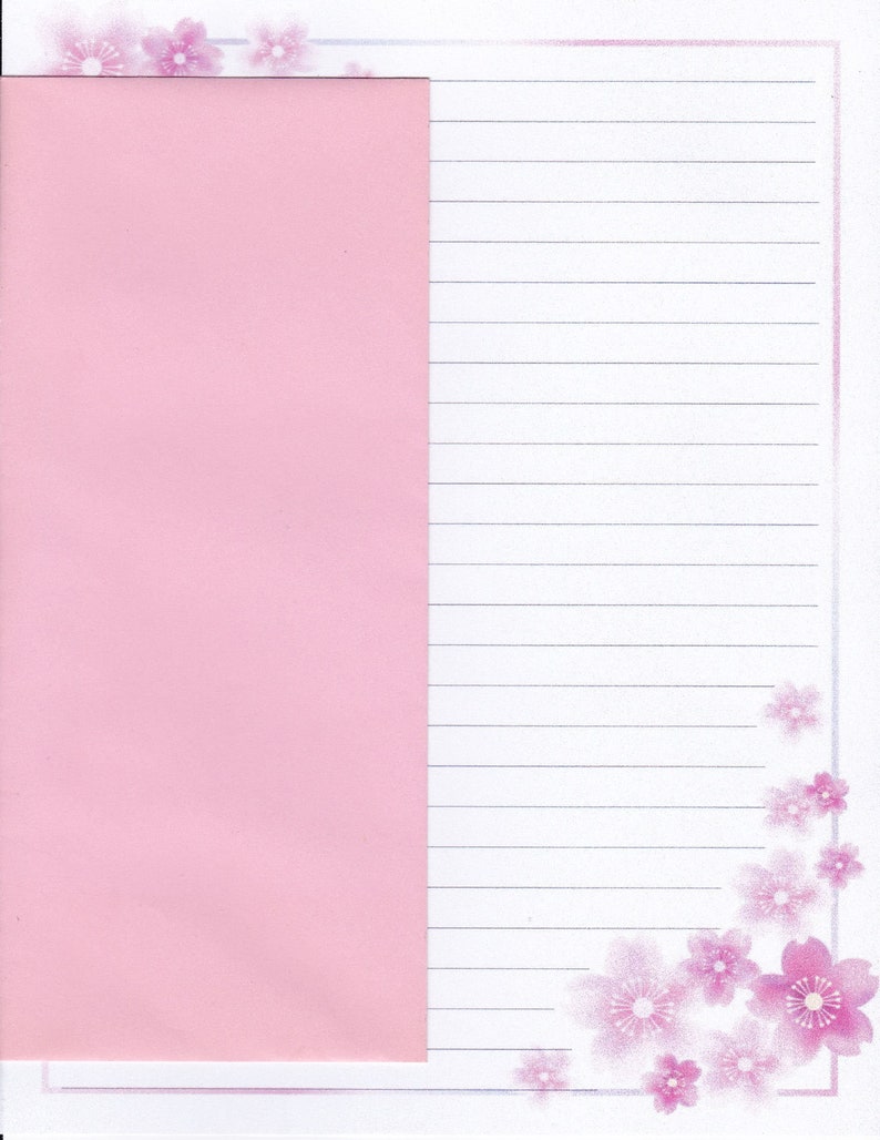 Pink Floral Border Lined Stationery 8.5x11 25 | Etsy