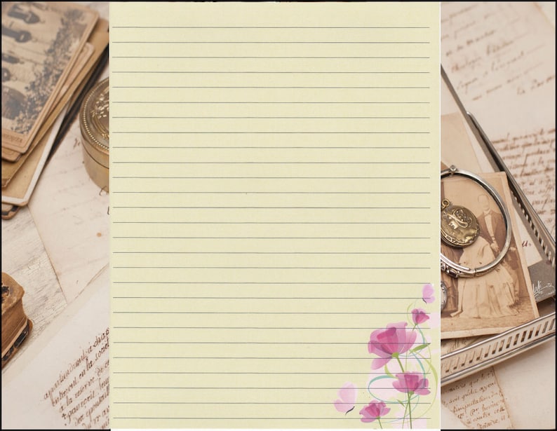 Fine Lined Stationery 8.5 X 11 25 Sheets and 10 | Etsy