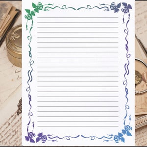 Multi-colored Border Fine Lined Stationery 8.5" X 11" 25 Sheets and 10 ...