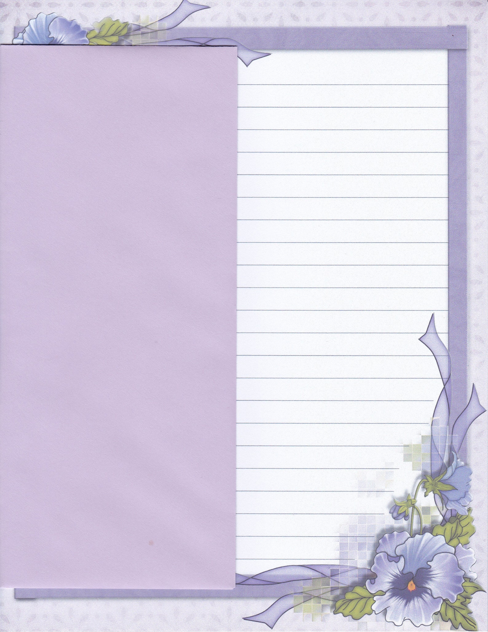 Violet Fine Lined Stationery 8.5" X 11" 25 Sheets and 10 Color Co ...