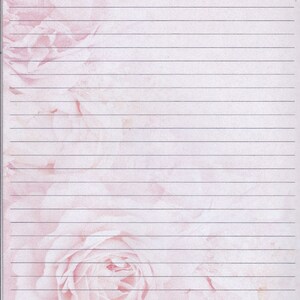 Pink Floral Background Writing Paper 8.5"x11" With 25 Sheets and 10 ...