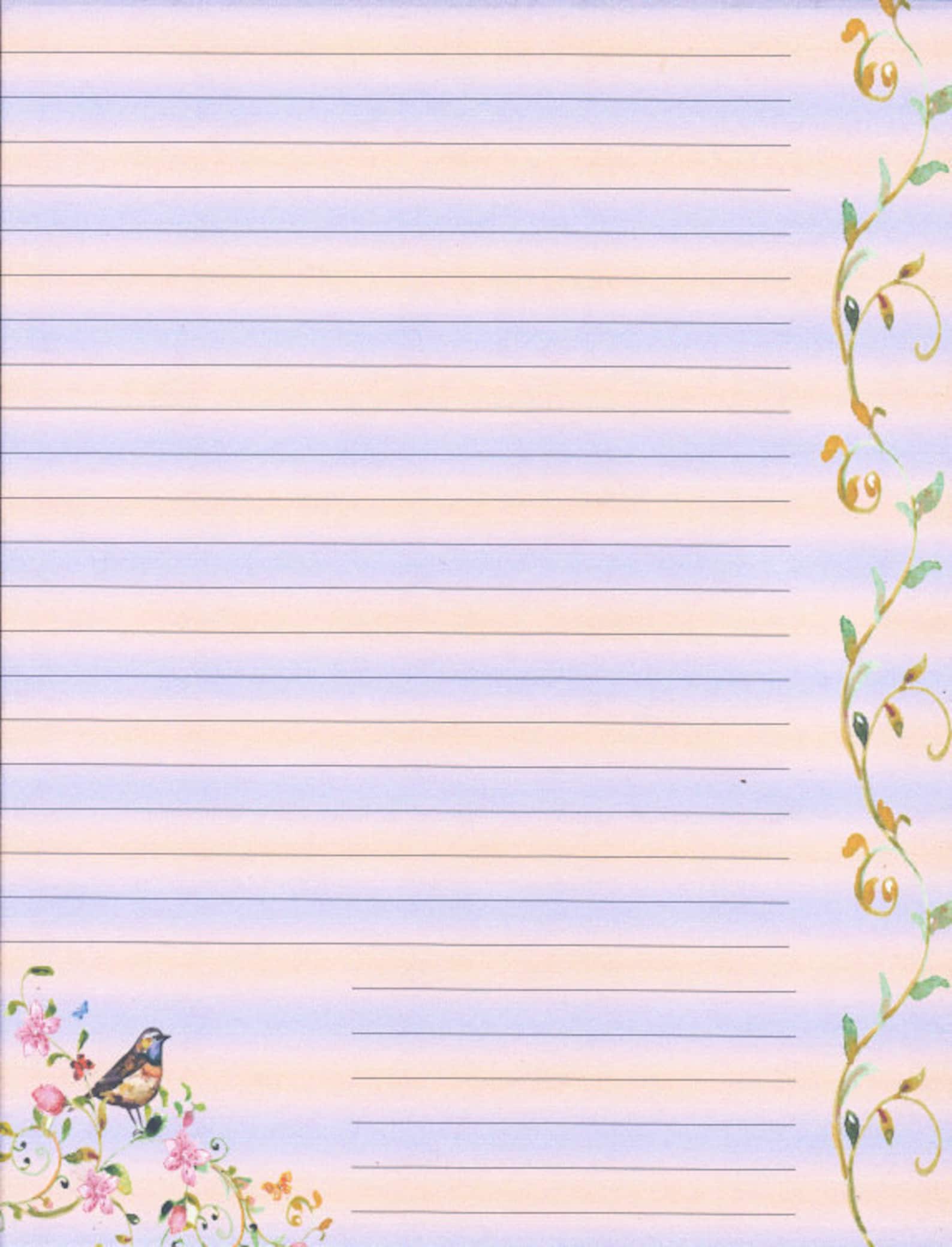 Bird & Flowers Lined Stationery Writing Paper Set 8.5 X - Etsy
