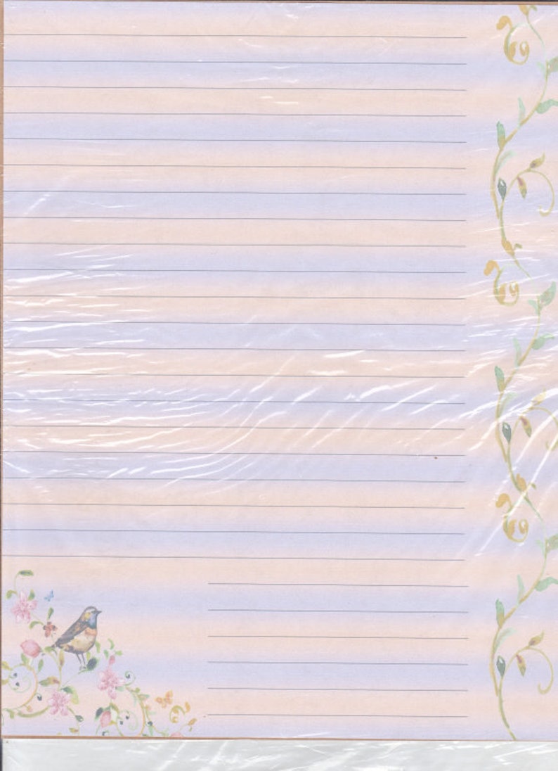 Bird & Flowers Lined Stationery Writing Paper Set 8.5 X - Etsy
