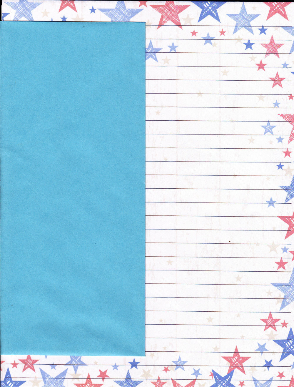 Red & Blue Stars Lined Stationery 8.5" X 11" 25 Sheets and 10 Color Co ...
