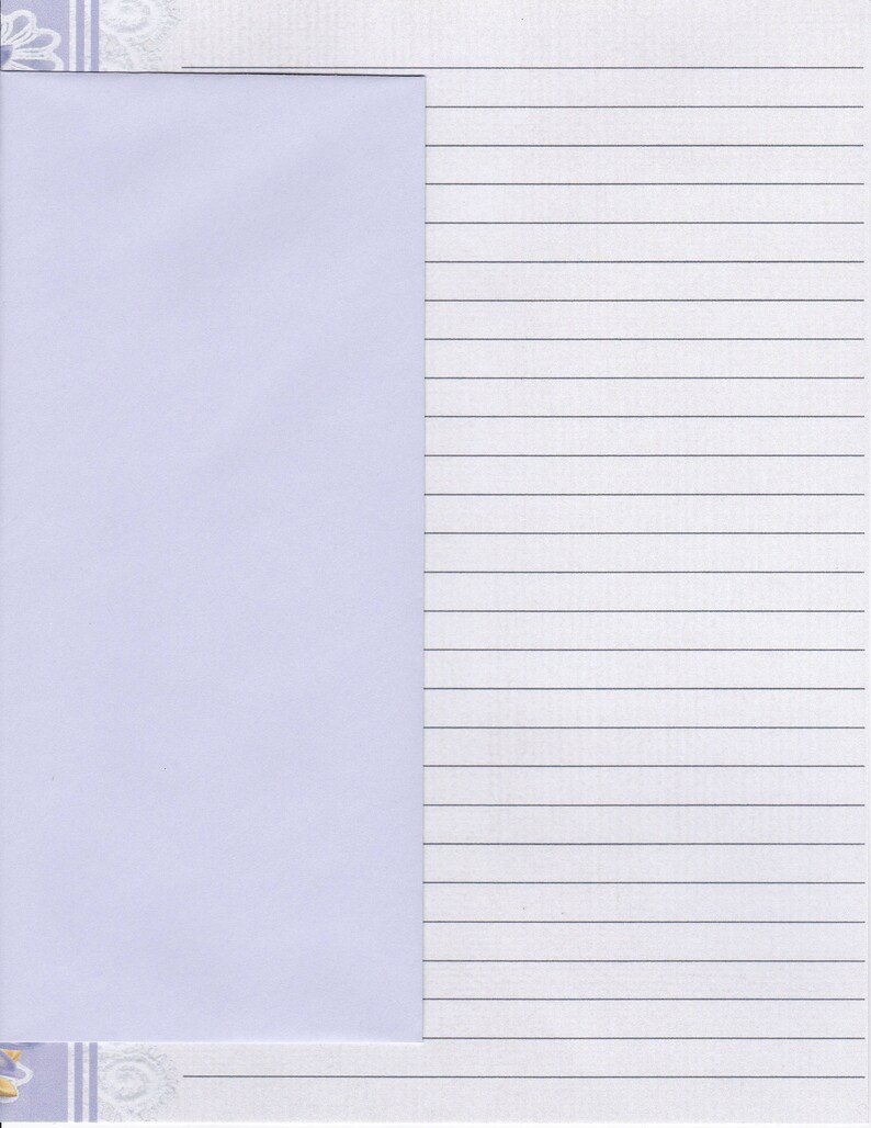 Flower Left Border Fine Lined Stationery 8.5" X 11" 25 Sheets and 10 ...
