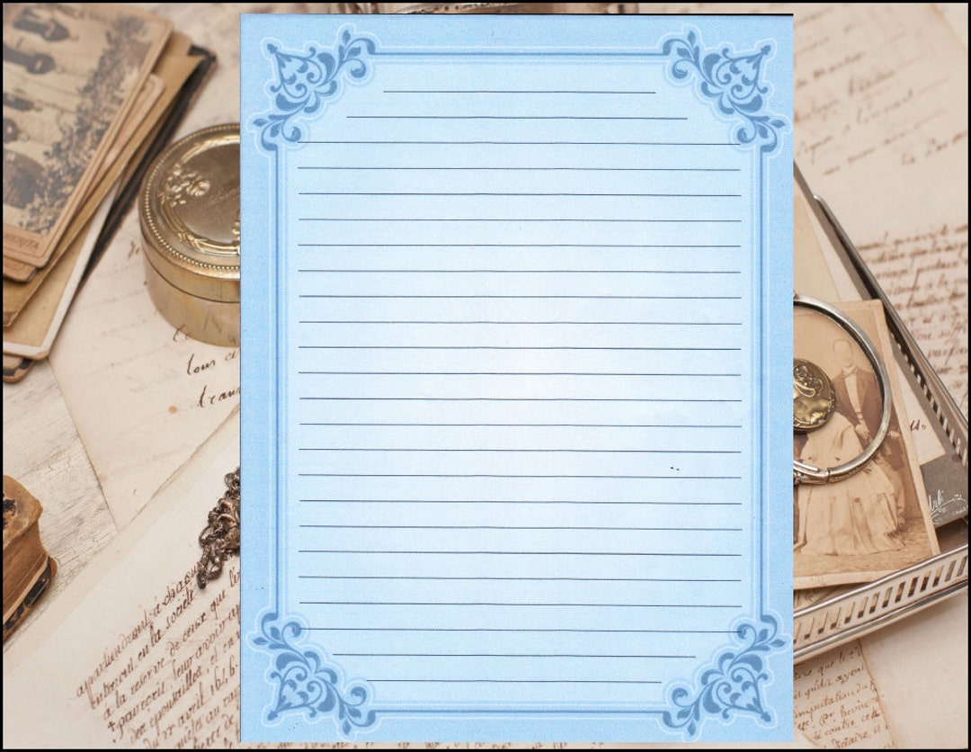 Classic Blue Pattern Lined Stationery 8.5" X 11" 25 Sheets and 10 Color ...