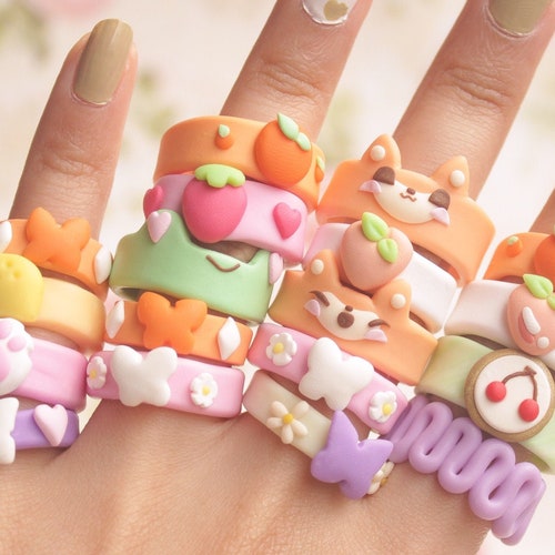 Kawaii Chunky Rings Polymer Clay - Etsy