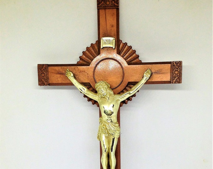 Vintage Plastic Crucifix, Copper Crucifix, Vintage Crucifix, Religious ...