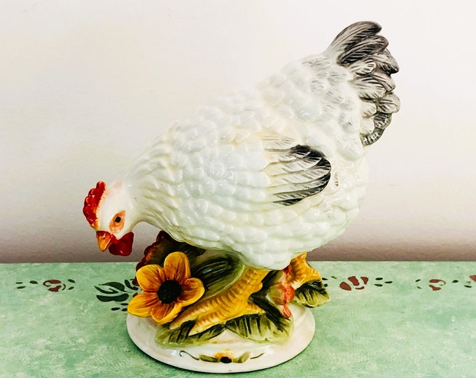 Vintage Hen, Fitz and Floyd, Fall Decor, Ornate Floral Hen, Kitchen Hen ...