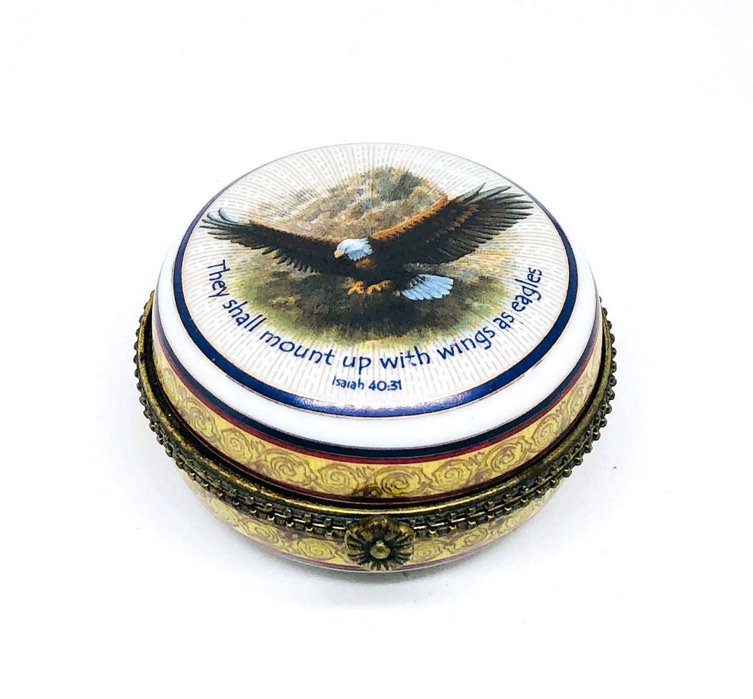 Vintage Trinket Box, Eagle Trinket Box, Jewelry Box, Pill Box, Isaiah ...