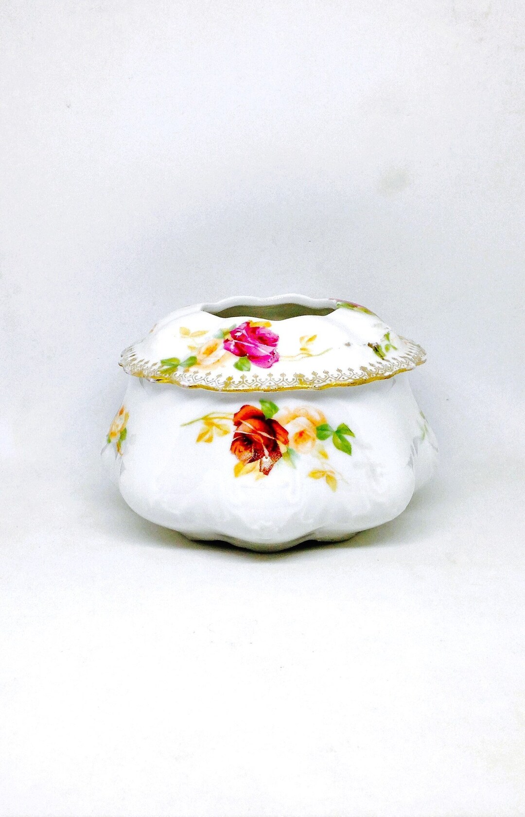 Vintage Vanity Jar, 1920s Austrian Porcelain Jar, Victorian Vanity Jar ...