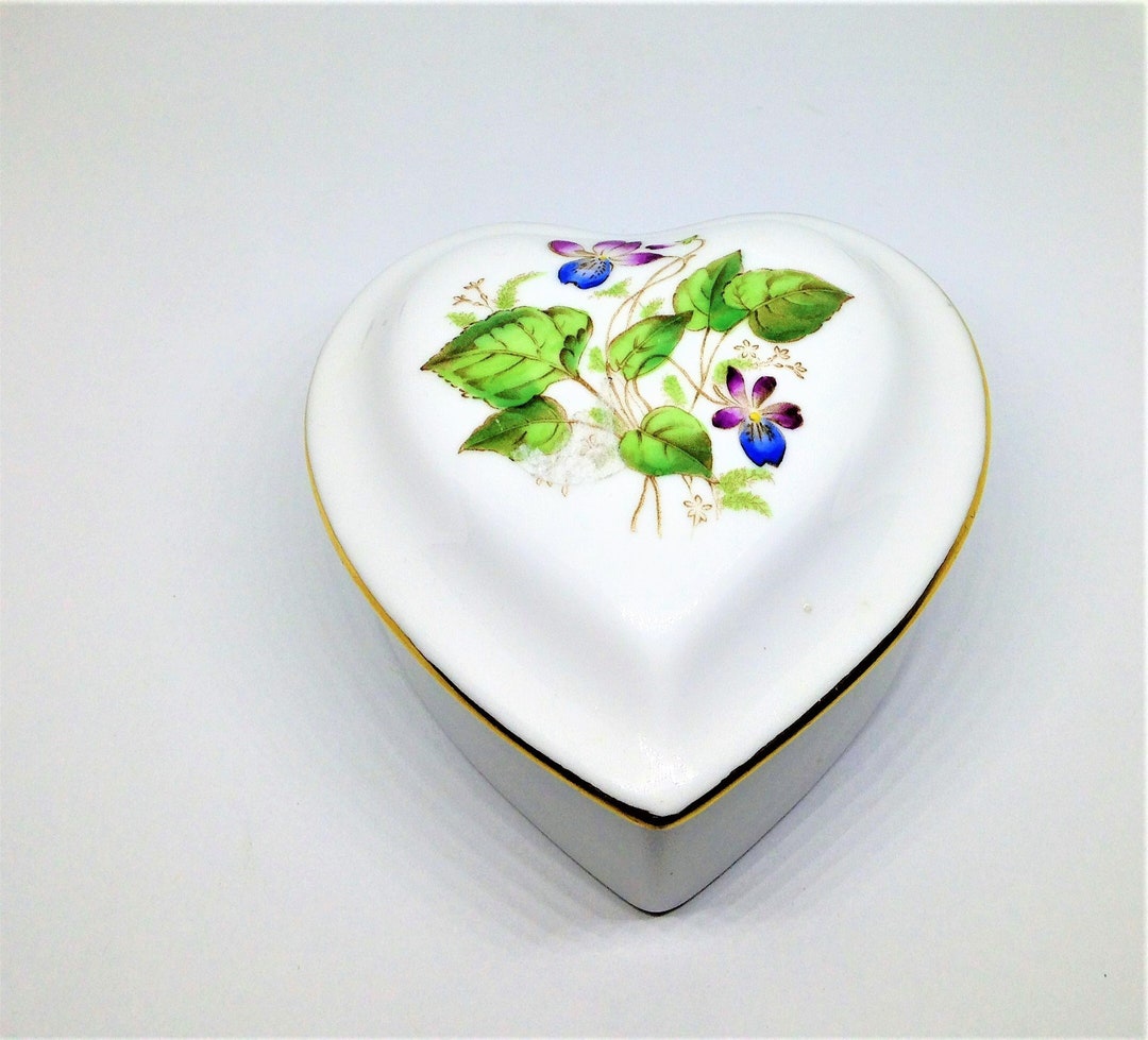 Vintage Spode Heart Box,jewelry Box, Spode Collectible, Violets Heart ...