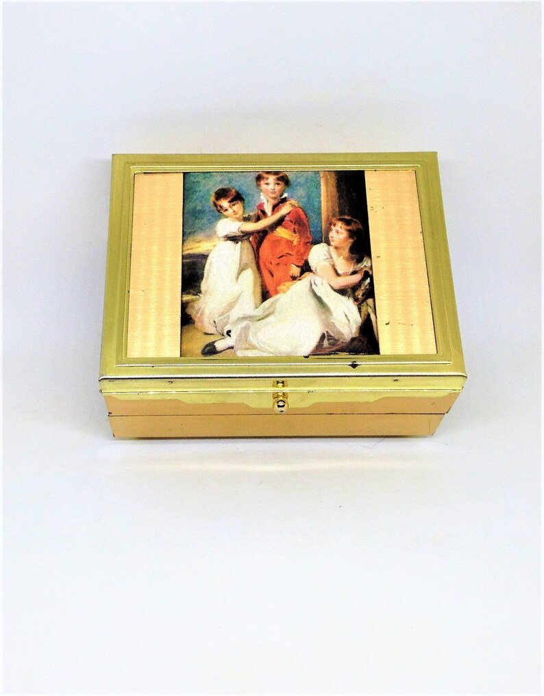 Vintage Jewelry Box Victorian Scene Box Gold Metal Jewel | Etsy