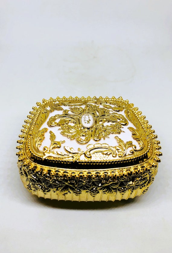Vintage Metal Jewel Box, Vintage 70's Jewel Box, Gold… - Gem