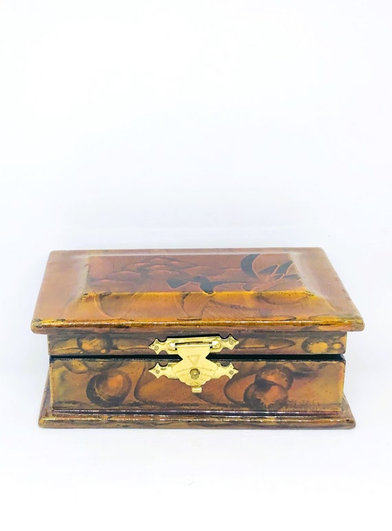 Vintage Jewel Box, Lacquered Box, Brown Lacquered Box… - Gem