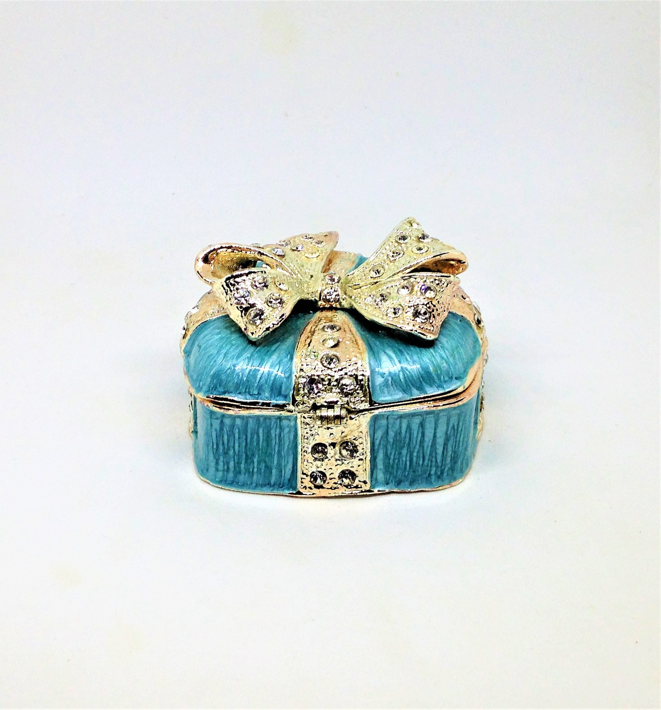 Vintage Enameled Box Trinket Box Bow Enamel Box Rhinestone - Etsy