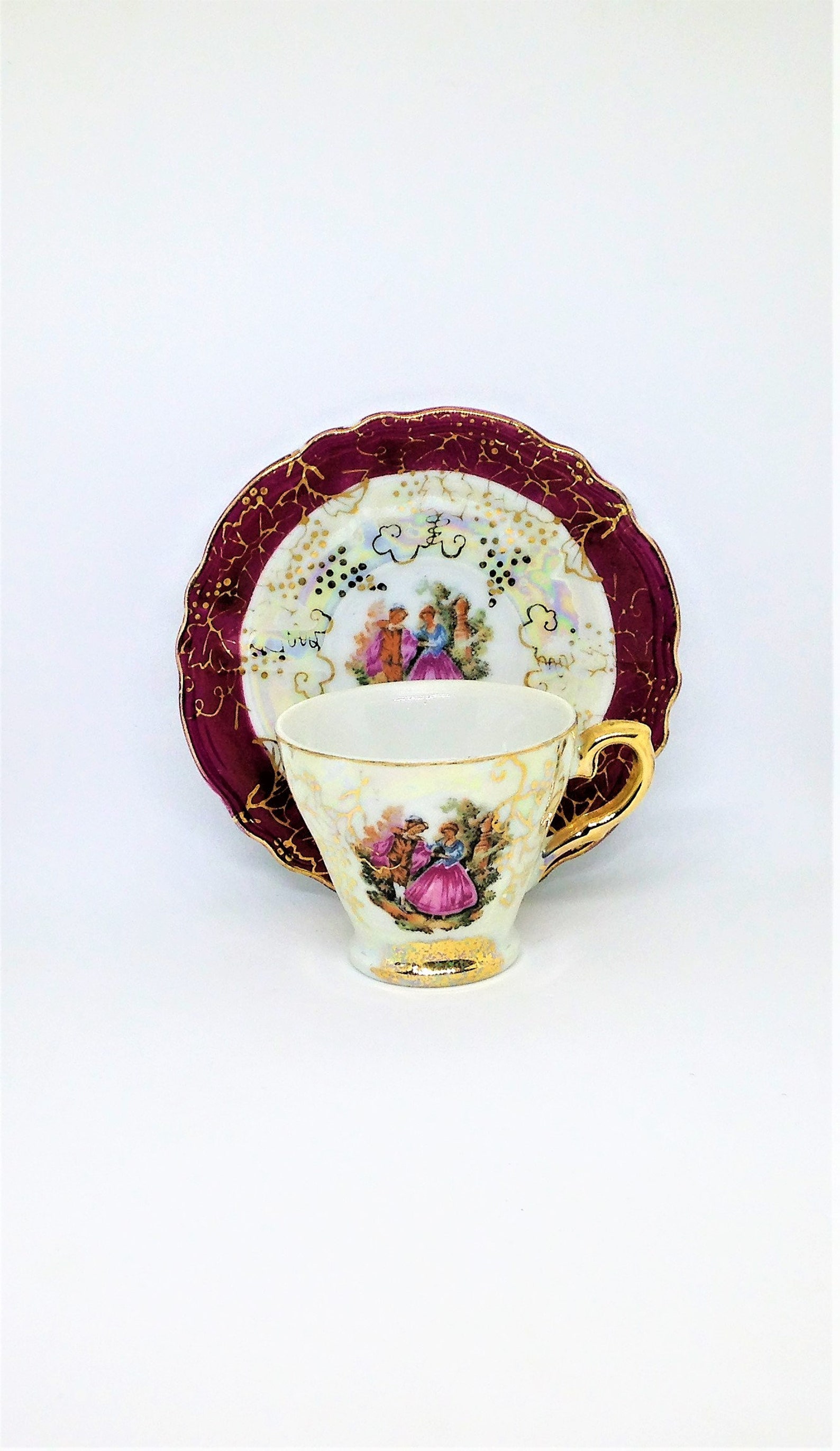 Vintage Teacup Victorian Teacup Courting Couple Dining | Etsy