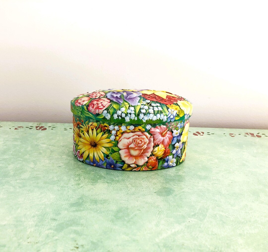 Vintage Tin, Raised Flower Tin, Floral Tin, Churchills Tin, English ...