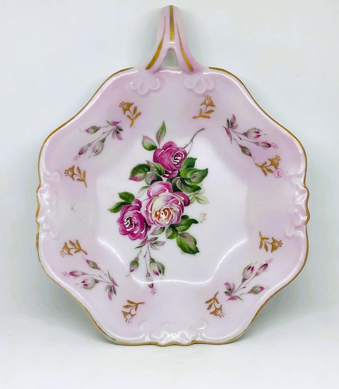 Vintage Pink Rose Dish, Nut Dish, Rose Jewelry Dish, Rose Floral Dish ...