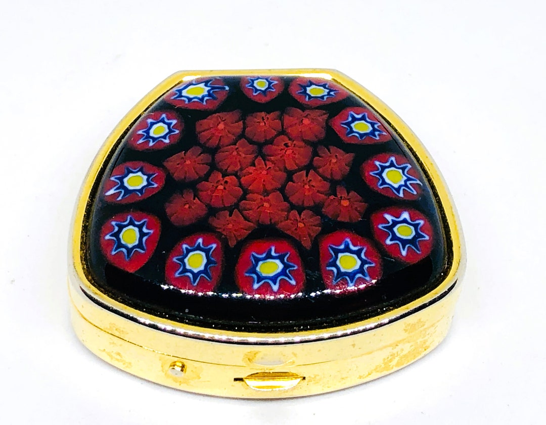 Vintage Pill Box Art Glass Pill Box Divided Pill Box Red - Etsy