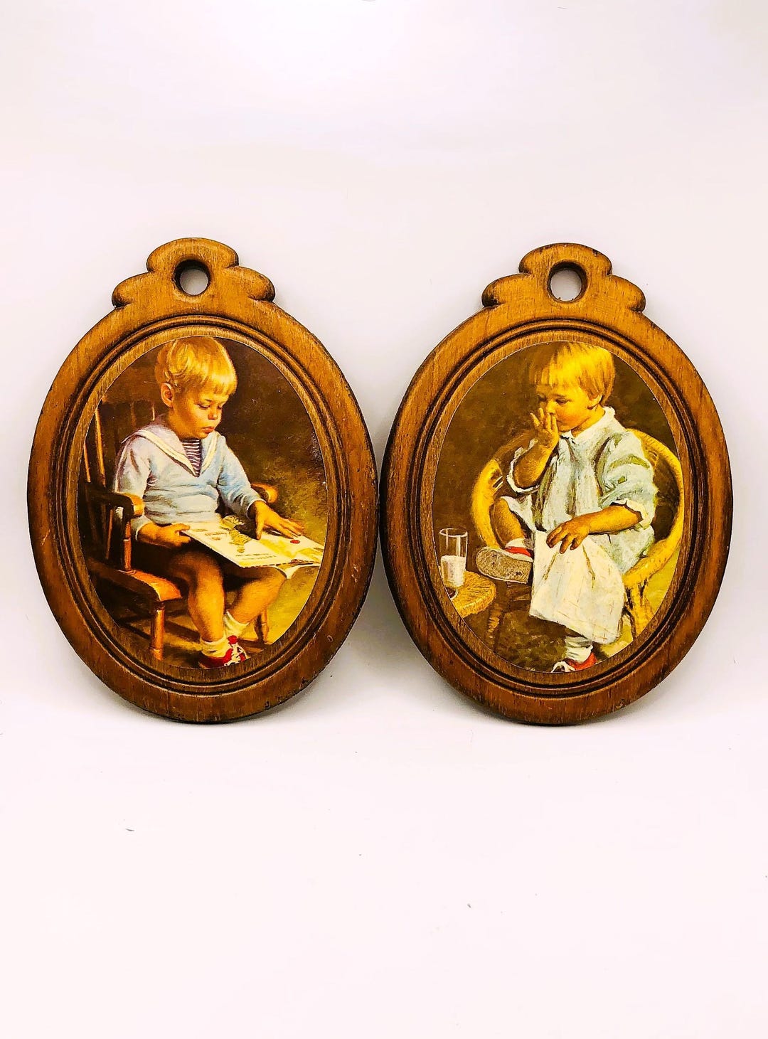 Vintage Boy and Girl Wood Plaques - Children's Room Decor - Etsy