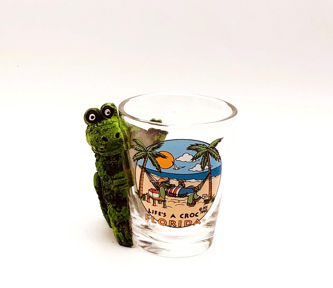 Vintage Shot Glass, Alligator Shot Glass, Lifes A Crock, Florida Shot ...