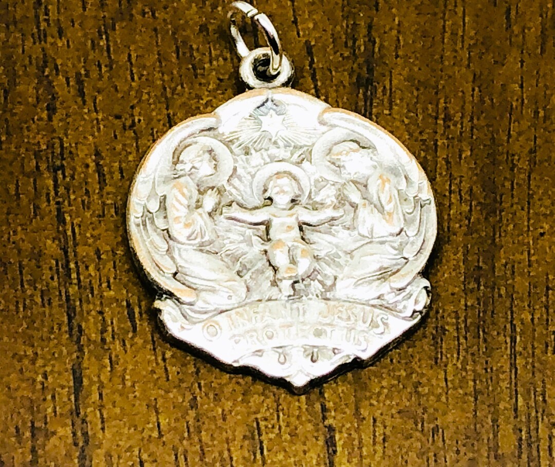 Vintage Infant Jesus Protect Us Medal, Vintage Medal, Charm Pendant ...