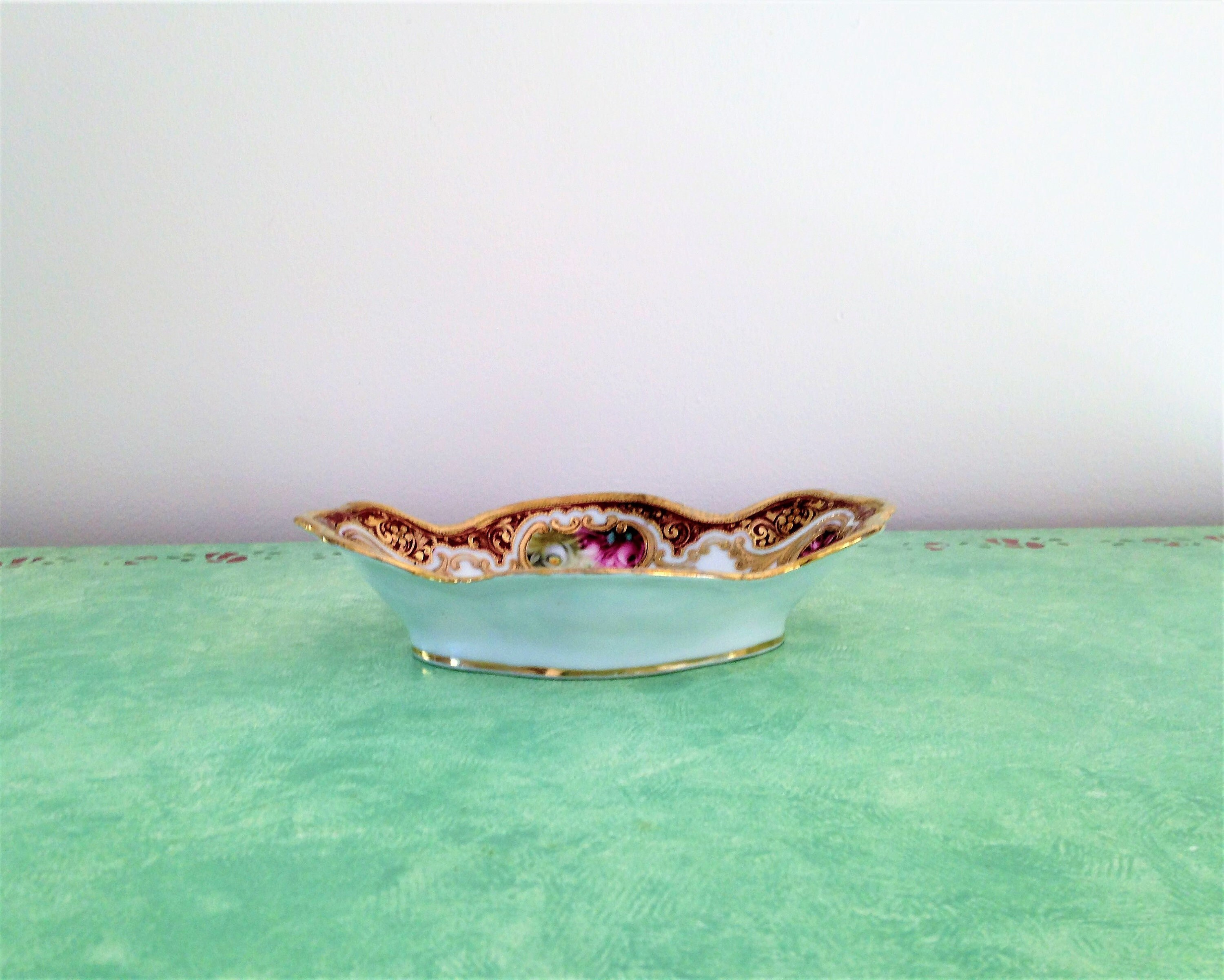 Vintage Nippon Hand Painted Nippon Rose Floral Dish Raised | Etsy