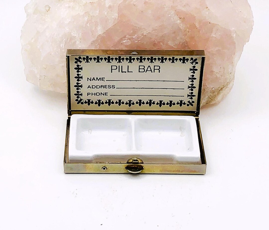 Vintage Pill Box, Pill Bar, Medicine Box, Pocket Pill Box, Purse Pill ...