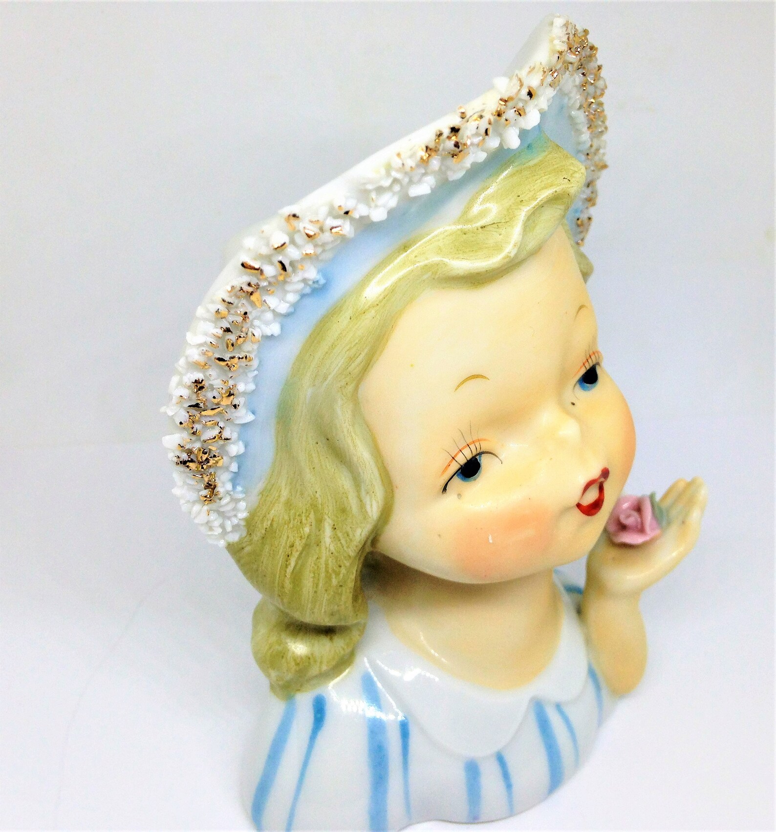 Vintage Head Vase Rose in Hand Head Vase Girl Head Vase - Etsy