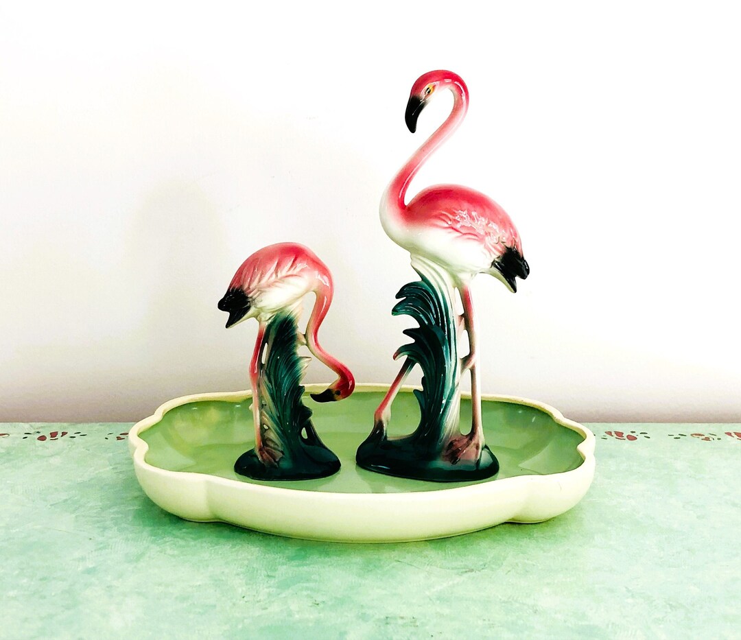 Vintage Flamingos, Pink Flamingos, 2 Flamingos in Pond, Pink Flamingo ...
