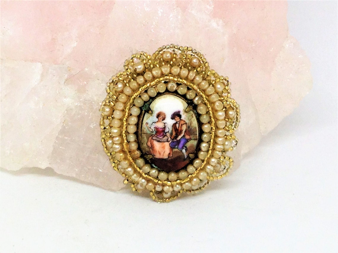 Victorian Brooch Vintage Brooch Courting Couple Pin Pearl - Etsy