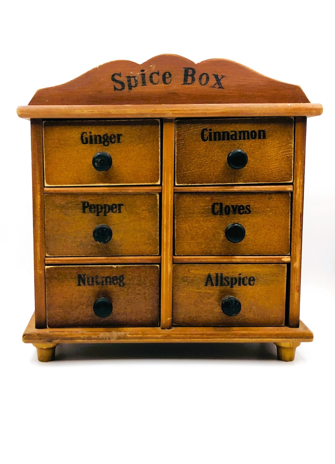 Vintage Wood Spice Box, Wood Spice Caddy, Spice Drawers, Office Caddy ...