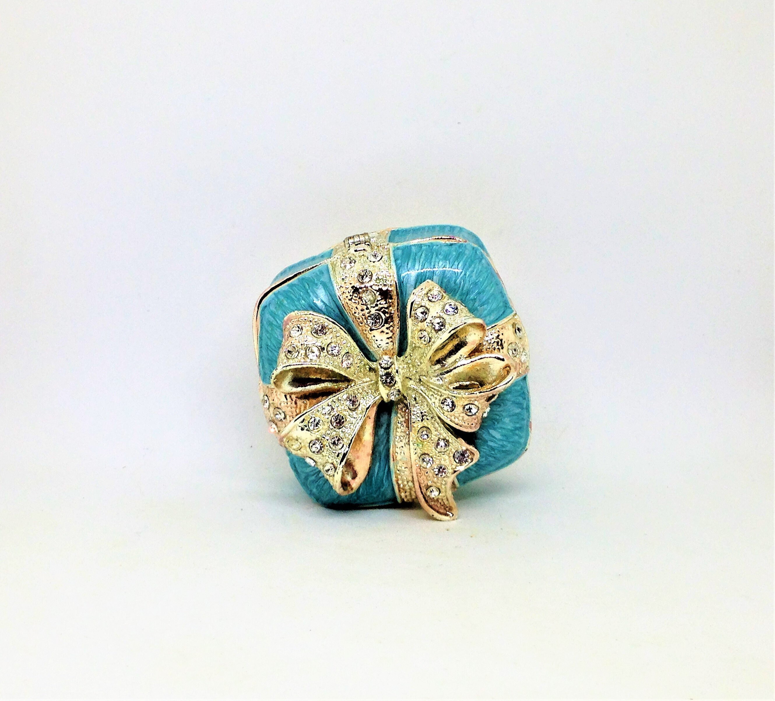 Vintage Enameled Box Trinket Box Bow Enamel Box Rhinestone - Etsy