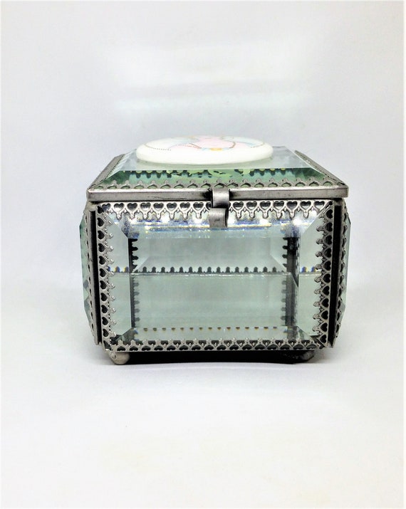 Vintage Glass Box, Glass Gold Metal Box, Display Box,… - Gem