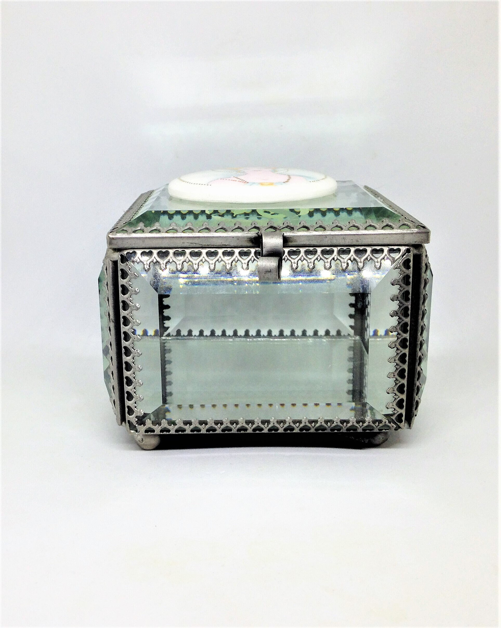 Vintage Glass Box Glass Gold Metal Box Display Box Mirrored | Etsy