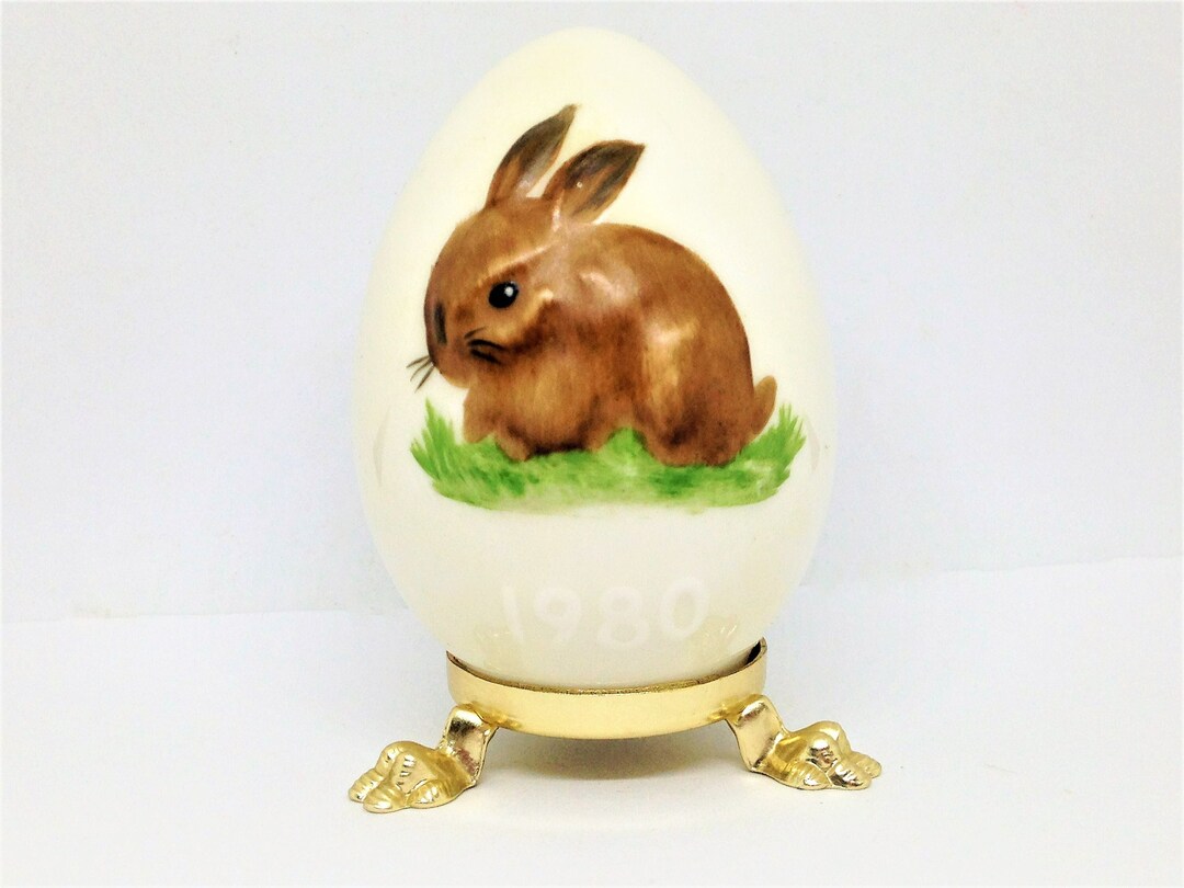 Vintage Goebel Easter Egg, Hand Painted Egg, Bunny Egg, Egg on Gold ...
