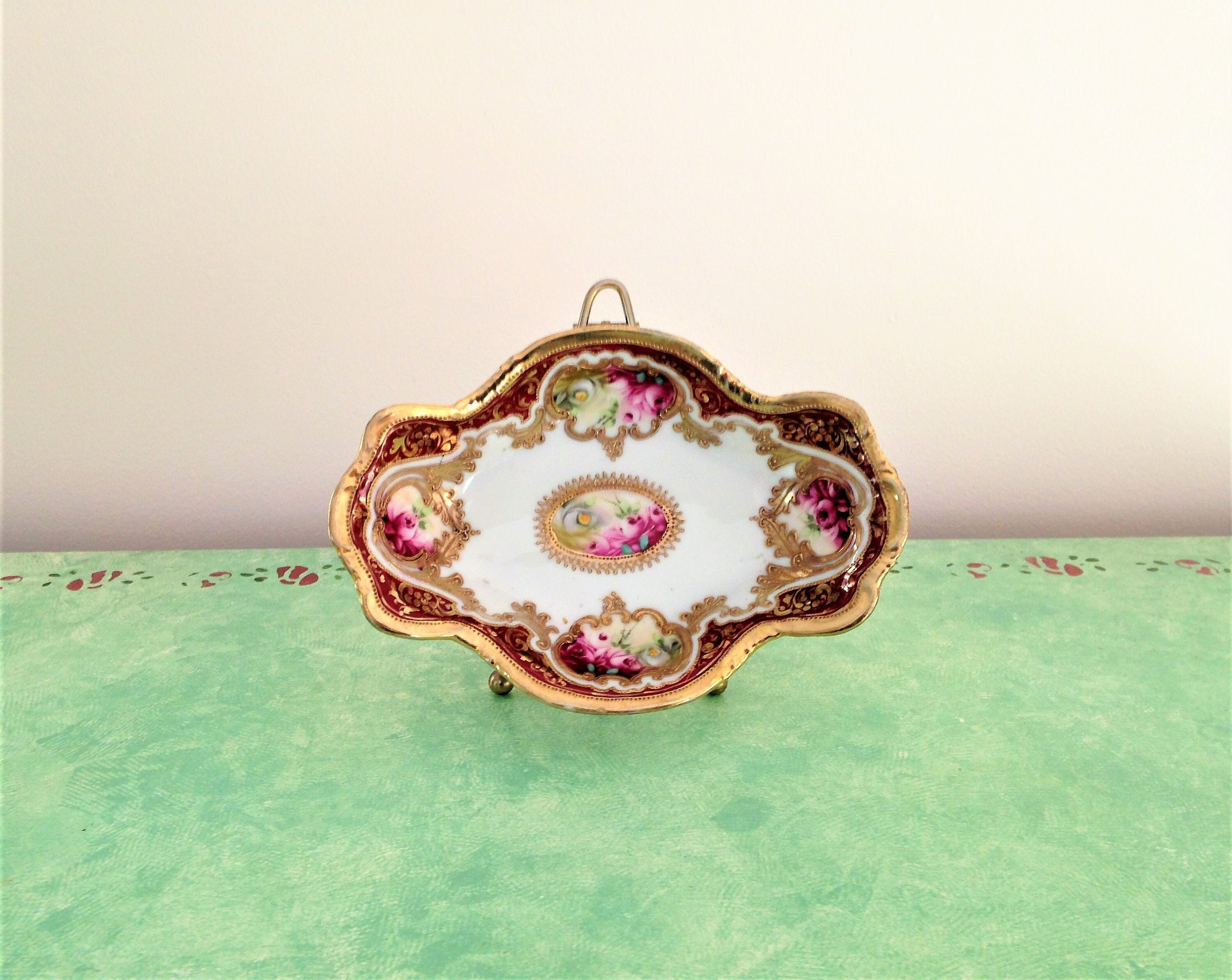 Vintage Nippon Hand Painted Nippon Rose Floral Dish Raised | Etsy